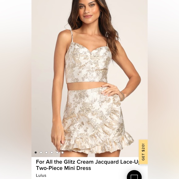 Lulus | Dresses | Lulus For All The Glitz Cream Jacquard Laceutwopiece ...